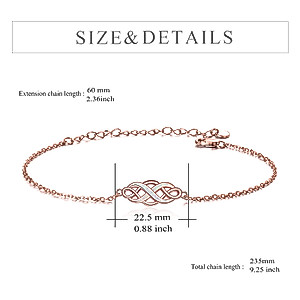 YFN Rose Opal Bracelets Irish Celtic Knot Jewelry Sterling Silver Infinity Love Adjustable Bracelet for Women (Pink)