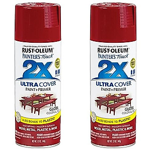 Rust-Oleum 249116 Painter's Touch 2X Ultra Cover Spray Paint, 12 oz, Gloss Colonial Red (Pack of 2)