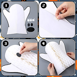 Bencailor Halloween Ghost Table Decorations Halloween Honeycomb Centerpieces Ghost Table Centerpiece Halloween Party Decoration Ghost Table Topper for Halloween Party Home Room Desk Decor (6 Pcs)