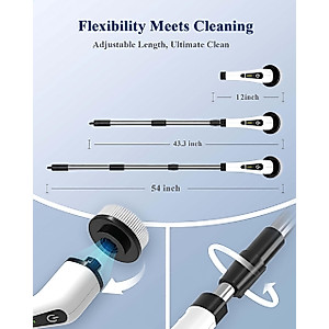 Electric Spin Scrubber, LOSUY Cordless Cleaning Brush with 7 Replaceable Drill Brush Heads and 54 Inch Adjustable Extension Arm, Power Shower Scrubber for Bathroom, Kitchen, Floor, Tile, Tub