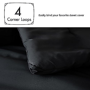 MUXHOMO Queen Comforter Set, Black Comforter for Queen Size Bed, Soft Warm Bedding Set 3 Pieces for All Seasons, 1 Comforter (88"x88") and 2 Pillow Shams (20"x30")
