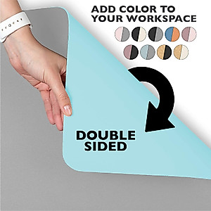 Ilyapa Office Desk Pad, Dual Sided Gray & Light Blue - 36 x 17 Inch Leather Style Full Desk Mouse Pad, Easy Clean Non Slip Computer Desk Mat for Home or Office