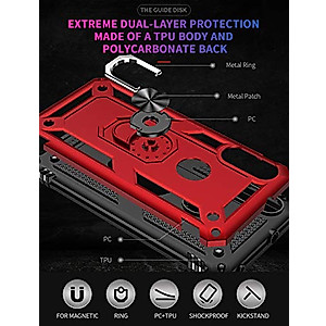 YZOK Compatible with Moto E 2020 case,Motorola E case,with HD Screen Protector,[Military Grade] Ring Car Mount Kickstand Hybrid Hard PC Soft TPU Shockproof Protective Case for Motorola Moto E (Red)