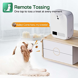 CENGCEN Pet Monitoring Camera Dog Treat Dispenser Two-Way Audio HD WiFi Dog Camera with 130° View, Remote Tossing App Compatible with Android/iOS, Night Vision, Wall Mounted - 2023 Pro