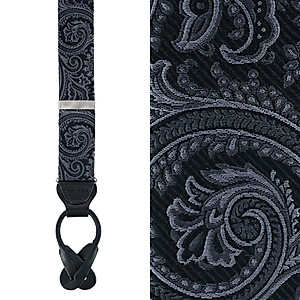 Trafalgar Men's Sobee Silk Button End Braces (Suspenders), Black