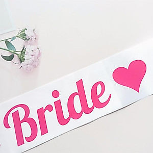 Magnusson's Garden The Bride Let’s Go Party Pink Doll Dream Bach Themed Bachelorette Sash, She Found Her Ken Bridal Shower Accessory for Future Mrs., Retro Hot Pink Heart Wedding Sash