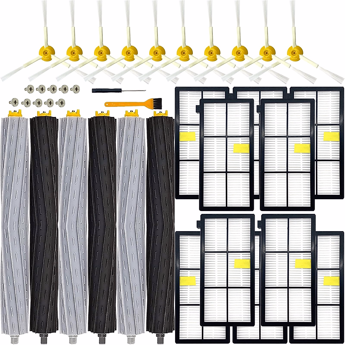 Replacement Parts for iRobot Roomba 800 900 Series 805 860 870 871 880 890 960 980 985 Vacuum Cleaner Accessories,10 HEPA filters, 10 side brushes, 3 roller brushes