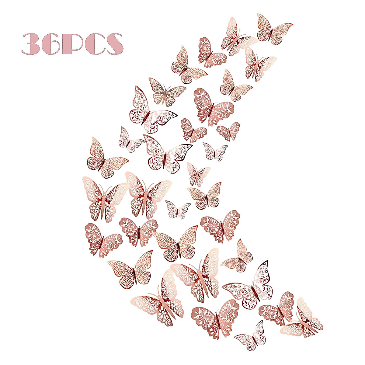 Seasonsky 108PCS 3D Butterfly Wall Stickers Wall Decal Decor Art Decorations Sticker Removable Hollow Butterfly 3 Sizes for Room Home Classroom Offices Bedroom Decor