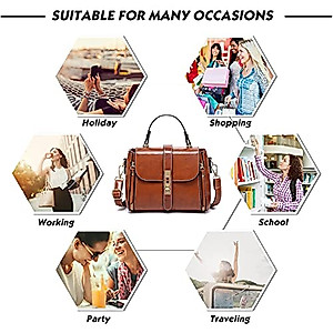 Vintage Vegan Leather Flap Purses and Handbags for Women Top-Handle Satchel Bag Ladies Office Work One Shoulder Crossbody Bag (Brown 2)