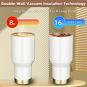 Weisidi Coffee Mug - 18 oz (530ml) Stainless Steel Vacuum Insulated Tumbler - Spill Proof Travel Coffee Tumbler - Keeps Drinks Hot and Cold - Coffee Travel Mug Spill Proof Leak Proof (white)