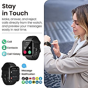 TOZO S3 Smart Watch (Answer/Make Call) Bluetooth Fitness Tracker with Heart Rate, Blood Oxygen Monitor, Sleep Monitor IP68 Waterproof 1.83-inch HD Color for Men Women Compatible with iPhone & Android