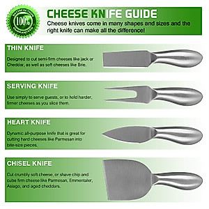 Esup Bamboo Cheese Board Set Cheese Plate 16 '' x 13 '' with Integrated Slide-Out Drawer and 4 Specialist Stainless Steel Knife & 4 Stainless Steel Fork Thanksgiving Gifts