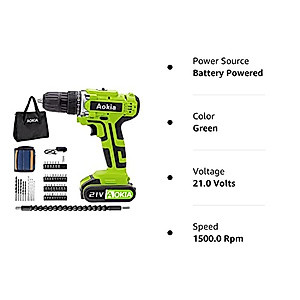 Aokia Cordless Weed Wacker Set: 12V Electric Driver Tool Kit String Trimmer 3/8-Inch Keyless Chuck 1500rpm Variable Speed Cutting Wall Wood Metal 43pcs Wacker Bit