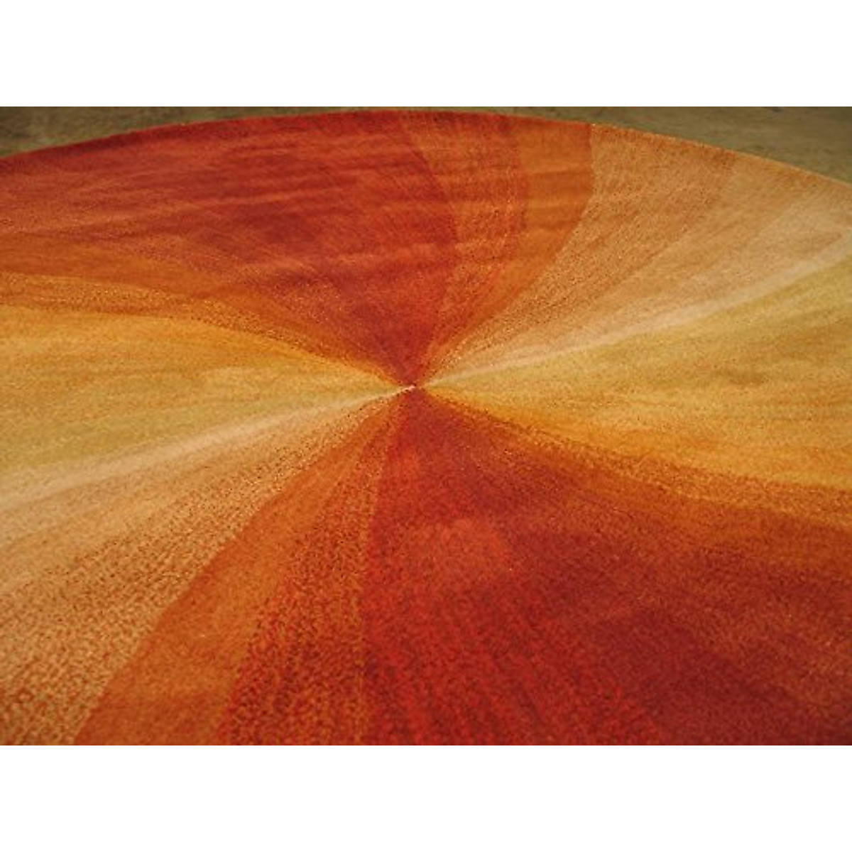 EORC, LLC Hand-Tufted Wool Orange Contemporary Abstract Swirl Rug, 6' Round, Red
