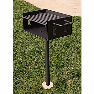 EasyChef Heavy Duty Outdoor Park Style Charcoal & Wood Grill with In Ground Post (No Base)
