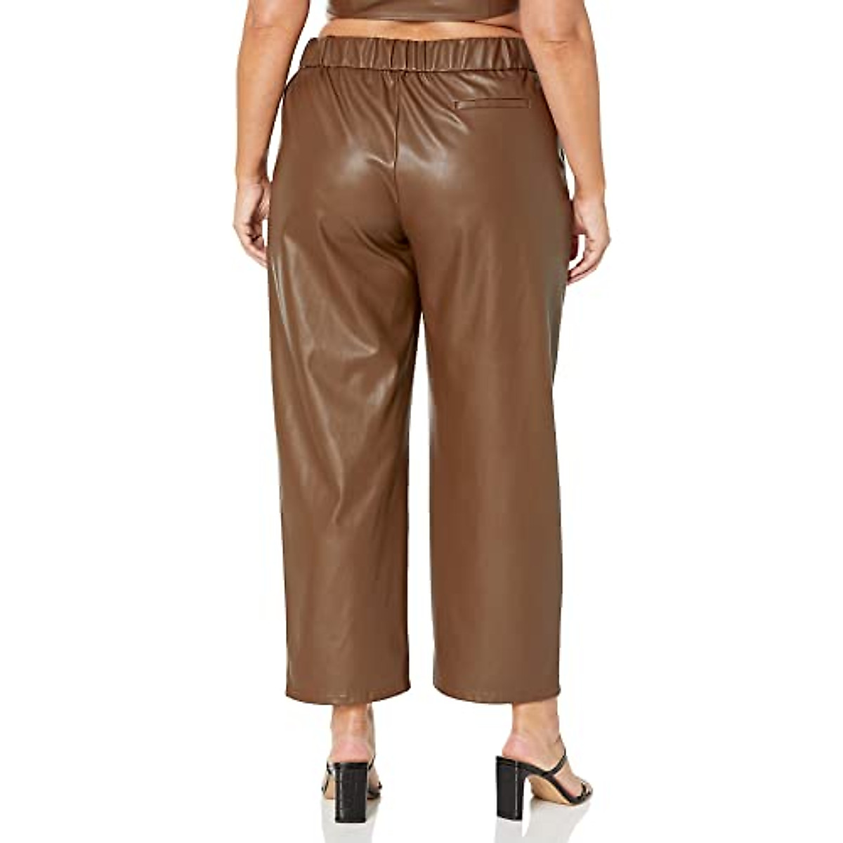 The Drop Women's Theor Vegan Leather Trouser, Coffee Bean, M