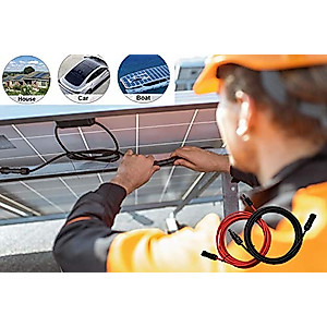 Witproton 10FT 10 AWG (6mm²) Solar Extension Cables 1500V Tinned Copper Solar Cable with Hard PPO Plastic 1.5KV 50A IP68 PV Male and Female Connectors at Each End