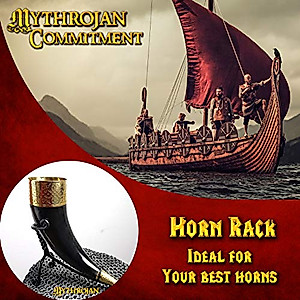 Mythrojan Hand Forged Drinking Ale Horn Rack Twisted Iron Ale Mead Horn Stand Medieval & Viking