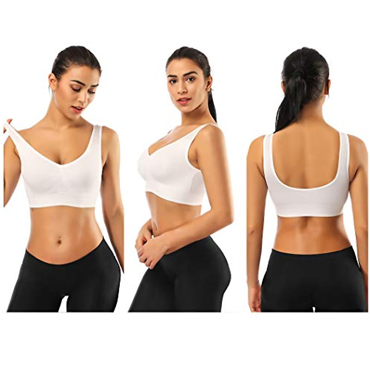 BESTENA Sports Bras for Women, 3 Pack Seamless Comfortable Yoga Bra with Removable Pads