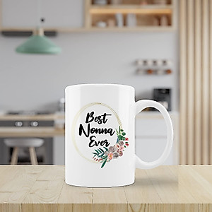 kunlisa Best Nonna Ever Floral Mug Cup,Best Grandma Ceramic Mug-11oz Coffee Milk Tea Mug Cup,Farmhouse Home Decor,Grandmother Grandma Nonna Birthday Mother's Day Gifts From Grandson Granddaughter