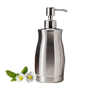 ZEBEYIMA Brushed Stainless Steel Countertop Soap Dispenser Rust and Leak Resistant Hand Soap Pump with Funnel for Kitchen Countertops and Bathroom Dispensers (13.5 oz/400 ml)…