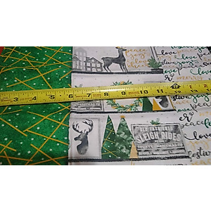 Fat Quarter Fabric Bundle Set 5 (1/4 Yard) Holiday Christmas Pine Trees Deer Peace Love Cotton Stack