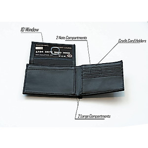 Rico Industries NCAA Notre Dame Fighting Irish Premium Laser Engraved Vegan Black Leather Bill-fold Wallet - Slim yet Sturdy Design - Perfect to Show Your Team Pride or Gift