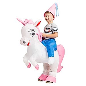 GOOSH Inflatable Unicorn Costume for Kids Halloween Costumes Boys Girls 55IN Funny Blow up Costume for Halloween Party Cosplay