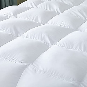 Luxurious Full/Queen Size Goose Down Feather Fiber Comforter Duvet Insert, Ultra-Soft 100% Egyptian Cotton Cover, 60 oz. Fill Weight, All-Season White Solid Comforter