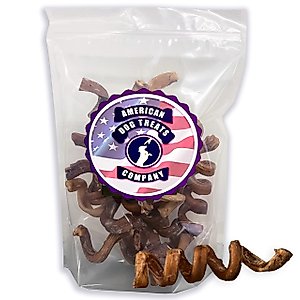 American Dog Treat Company 6" Bully Stick Springs for Dogs - Fun Challenging Single Ingredient Chew Dog Treats - Fully Digestible Pizzle Sticks (Pack of 10)
