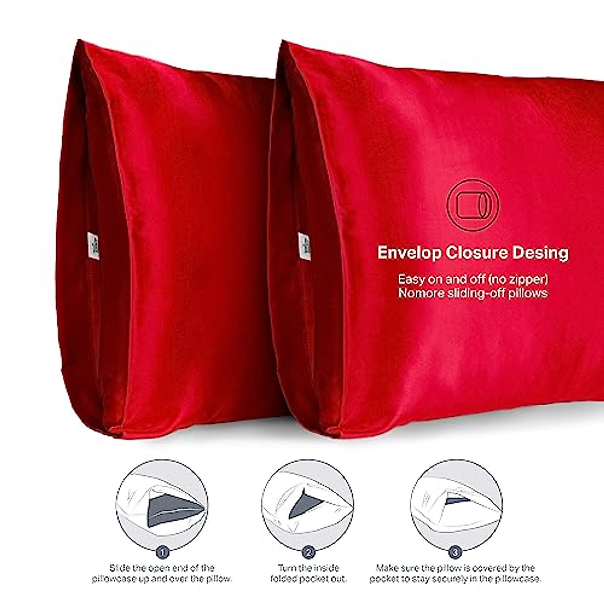 AL AHMEDANI LINEN Red Satin Sheets Queen - Luxurious 4-Piece Red Silk Bed Sheets - Silky Smooth, Deep-Pocket 1 Fitted Sheet, 1 Flat Sheet, 2 Pillowcases