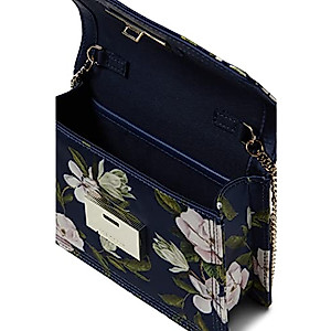 JENIA Floral Printed Satin Cross Body Bag, Dark Blue
