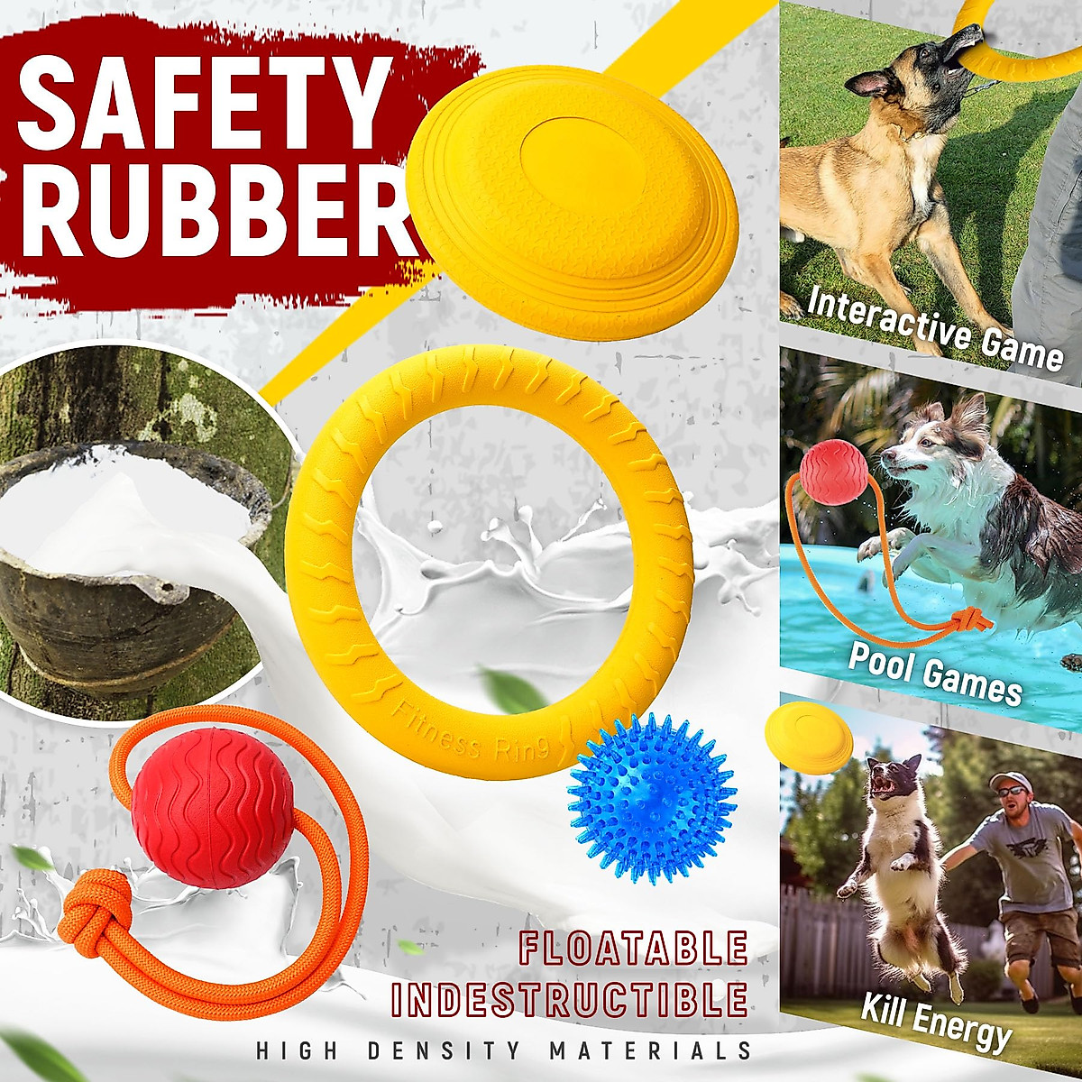 Zeaxuie Heavy Duty Various Dog Chew Toys for Aggressive Chewers - 9 Pack Value Set includes Indestructible Rope Toys & Squeaky Toys for Medium, Large & X-Large Breeds (for Energy Chewers)