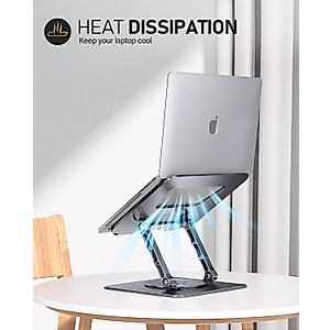 AOEVI Laptop Stand for Desk, Adjustable Laptop Stand with 360 Rotating Base Foldable Laptop Riser Compatible with MacBook Pro/Air Notebook up to 16 Inches, Grey