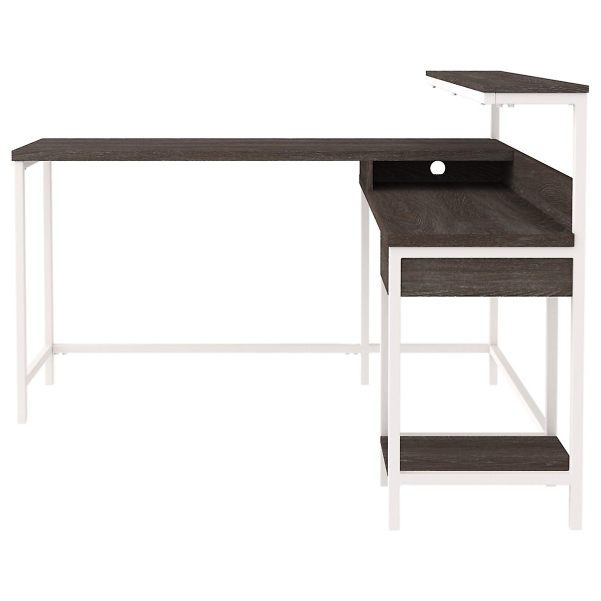 Signature Design by Ashley Dorrinson Modern L-Shaped Home Office Desk, White & Brown
