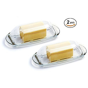 Anchor Hocking Presence Glass Butter Dish With Cover Set of 2, Clear
