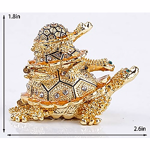 SEVENBEES Golden Sea Turtles Figurines Jewerly Trinket Boxes Hinged for Home Decor