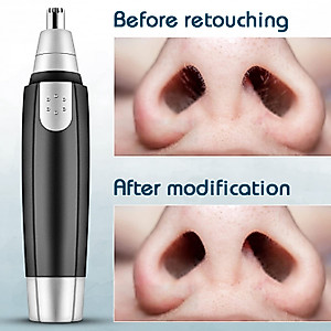 Five Brother Bundles Nose and Ear Hair Trimmer. Portable Electric Professional Painless Eyebrow & Facial Hair Trimmer for Men and Woman. Dual Edge Blades for Easy Cleansing. Black., White (w1)