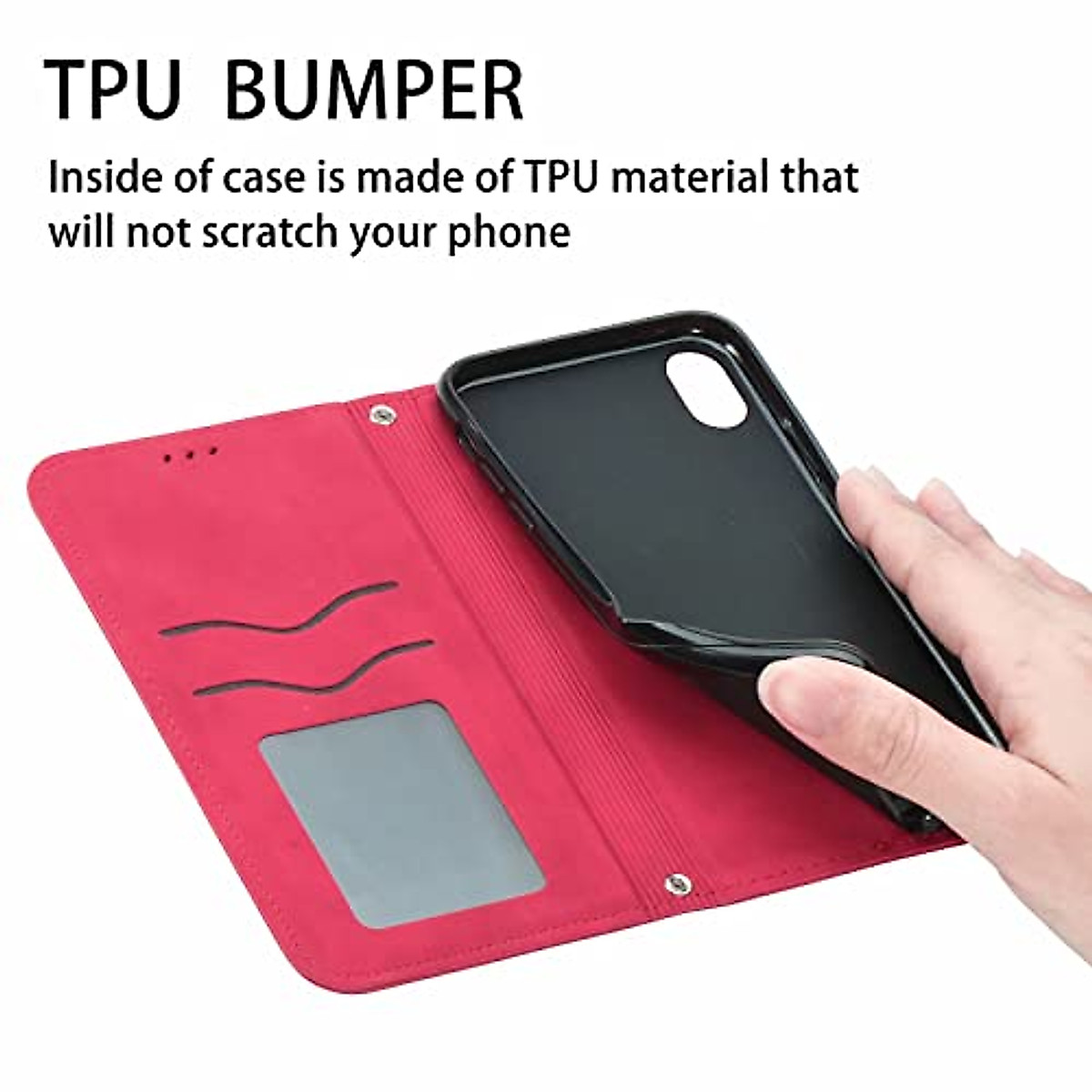 YukeTop Case for Oppo Reno2 Z, PU Leather Flip Folio Wallet Cover, with Card Slots, Case Cover for Oppo Reno2 Z.(Red)
