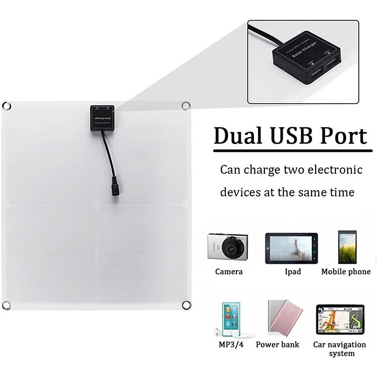 CAJUCA 20W Semi-Flexible Solar Panel, Car Battery Charger Portable Solar Panel DC Solar Charger with 10A Solar Controller for Car Motorcycle Boat