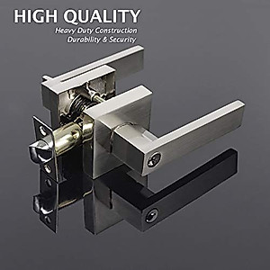 Knobonly Keyed Alike Entry Door Levers One Keyway Entrance/Front Door Handles with Same Keys Satin Nickel, Heavy Duty Keyed Exterior Door Locksets Door Handle Set, Combo Pack of 3