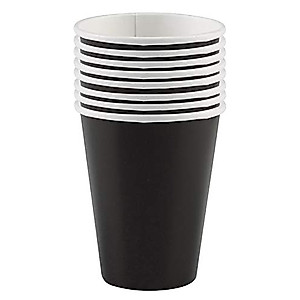 Amscan Durable Party Paper Cups, 9 oz, Jet Black, 12 Each