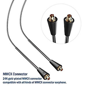 TENNMAK MMCX Detachable Cable for TENNMAK PRO Piano Trio & Other MMCX Earphones- Transparent Black (no mic)