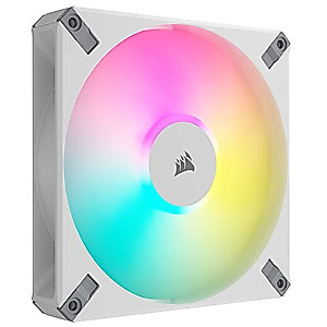 Corsair iCUE AF140 RGB Elite 140mm PWM Dual Fan Kit - Eight RGB LEDs Per Fan - AirGuide Technology - Fluid Dynamic Bearing - Zero RPM Fan Mode - Included iCUE Lighting Node CORE Controller - White