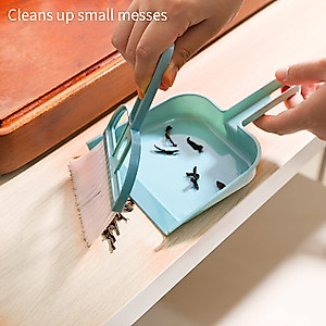 Lamoutor 3 Pack Mini Hand Broom and Dustpan Set Small Dust Pans with Brush Set Cleaning Tool for Desk, Car and Animal Waste Mixed Color