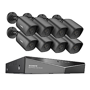 SANNCE 1080P Security Camera System 8CH H.264+ 1080N Home Surveillance DVR and (8)×1080P Weatherproof Outdoor CCTV Camera with 100ft Night Vision, Easy Remote Access, Smart Playback, NO Hard Drive