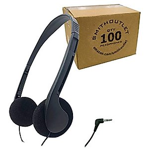 SmithOutlet 100 Pack Low Cost Classroom/Library Headphones
