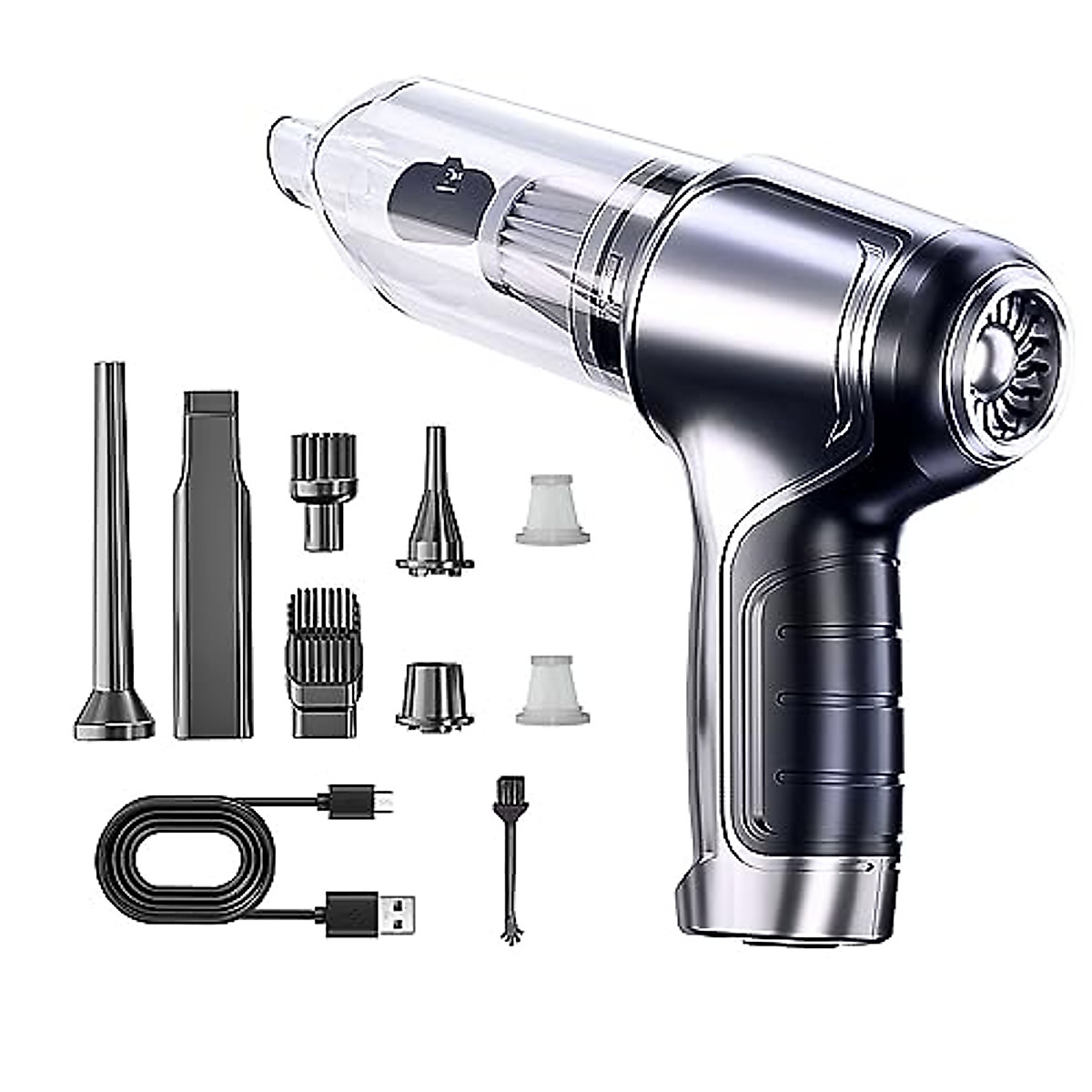 CHOLANG Handheld Vacuum Cordless,15000Pa 3 in 1 Car Vacuum Rechargeable High Power Hand Held Vacuum with Brushless Motor Portable Mini Vacuum Cleaner for Women,Men,Car,Home Pet & Office (Silver)