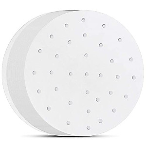 10 Inch Air Fryer Liners, Set of 200, 5/6/7/8/9 Inch Bamboo Steamer Liners/Air Fryer Perforated Parchment Paper for Air Fryer, Steaming Basket and More