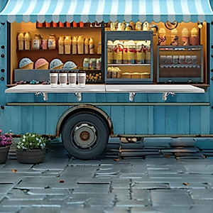 Emmliy Food Truck Shelf, 72" x12” Stainless Steel Drop Down Foldable Food Cart Concession Window Serving Shelf, Wire Drawing Surface (72" x12”)